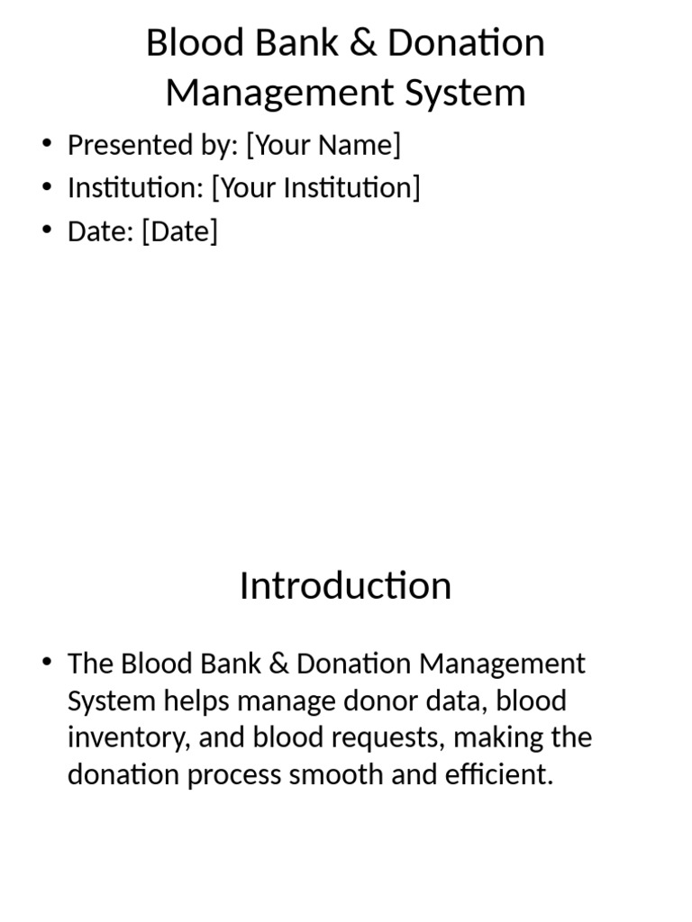 Blood Bank Management System Overview | PDF