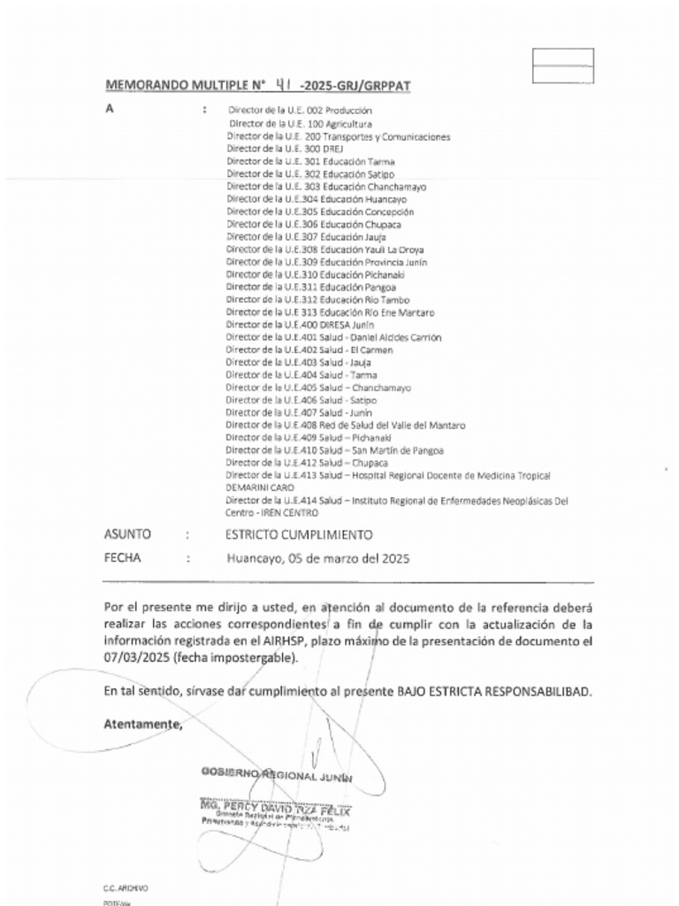 Memorando Multiple #41 - 2025-Grj-Grppat | PDF