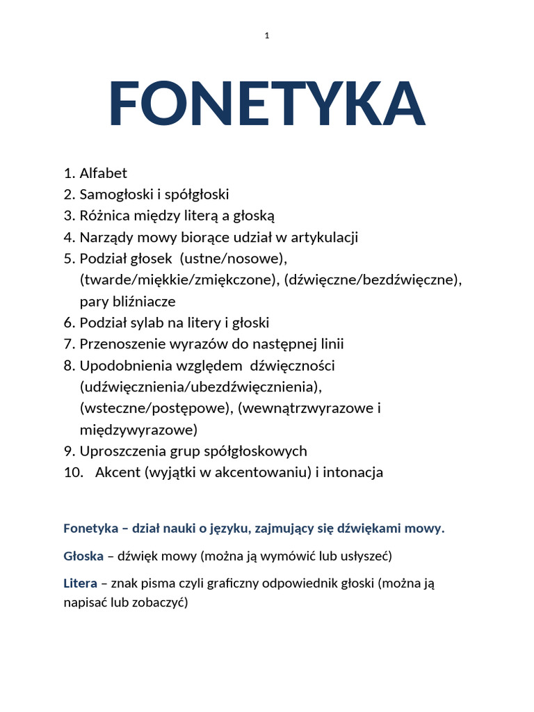 Fonetyka 1 | PDF