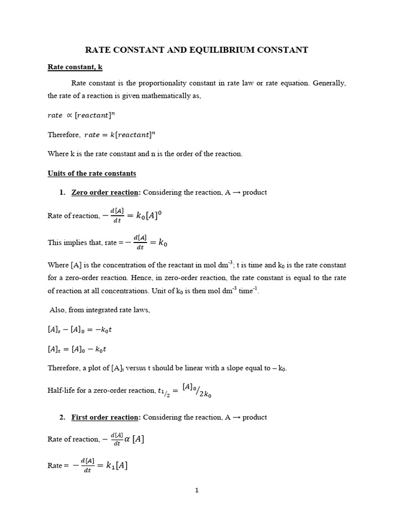 Rate Constants and Equilibrium Constants | PDF | Reaction Rate | Chemical Equilibrium