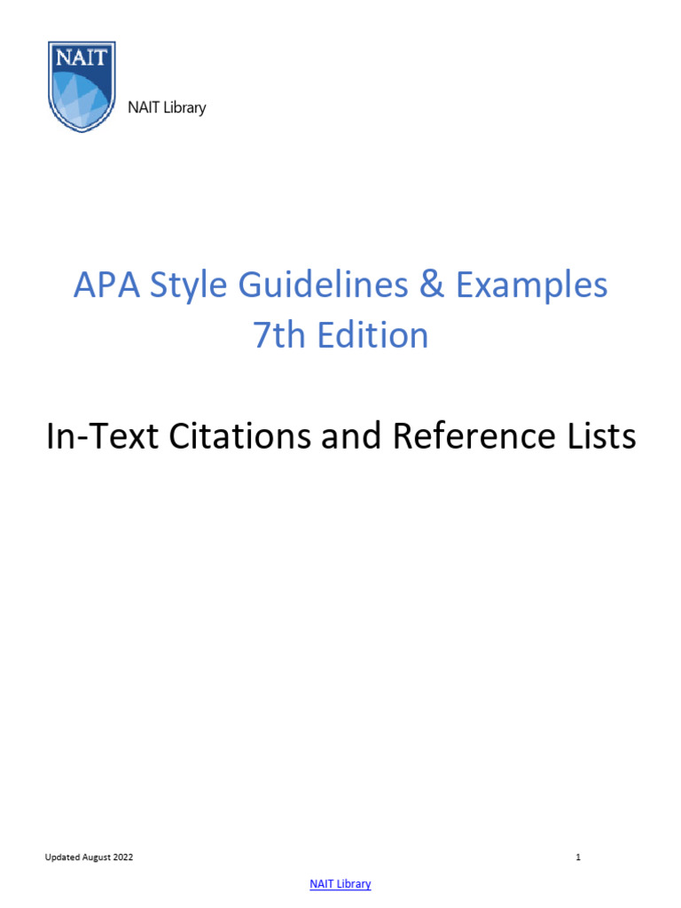 APA Style Guidelines & Examples 7th Edition | PDF | Apa Style | Citation