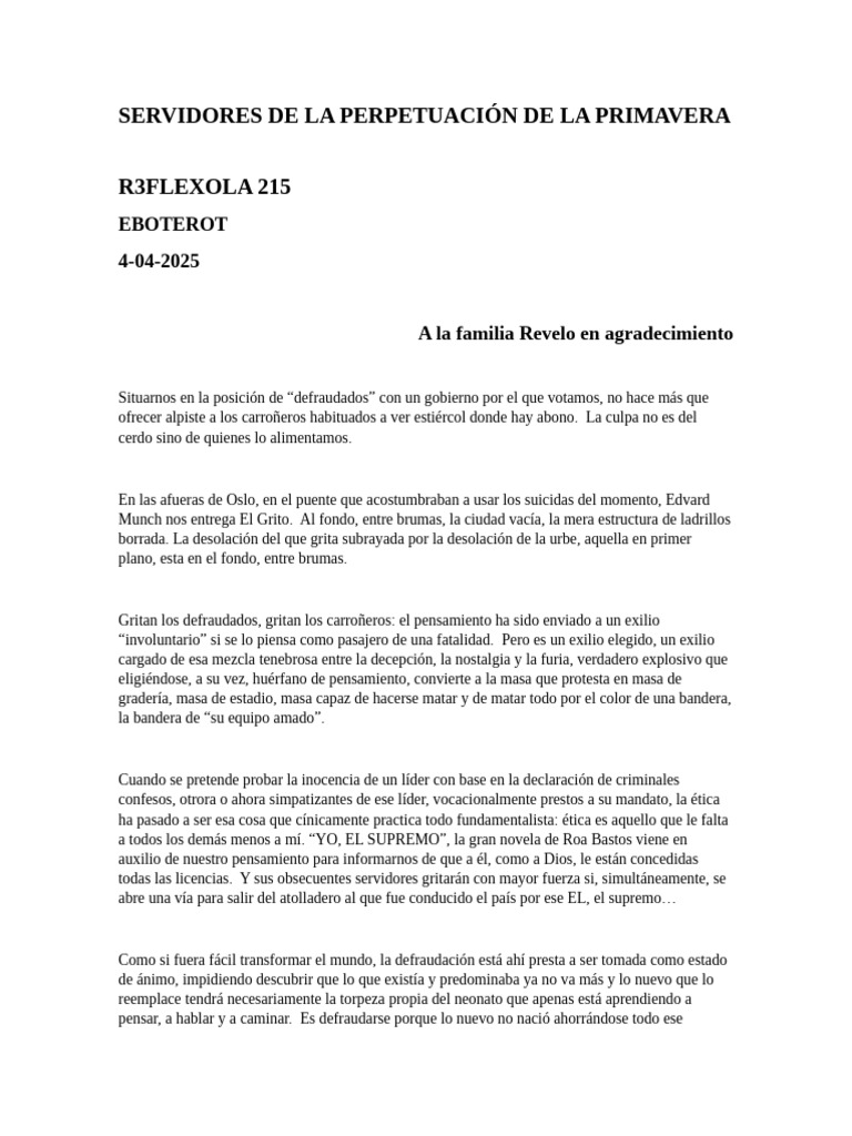 SERVIDORES DE LA PERPETUACIÓN DE LA PRIMAVERA | PDF