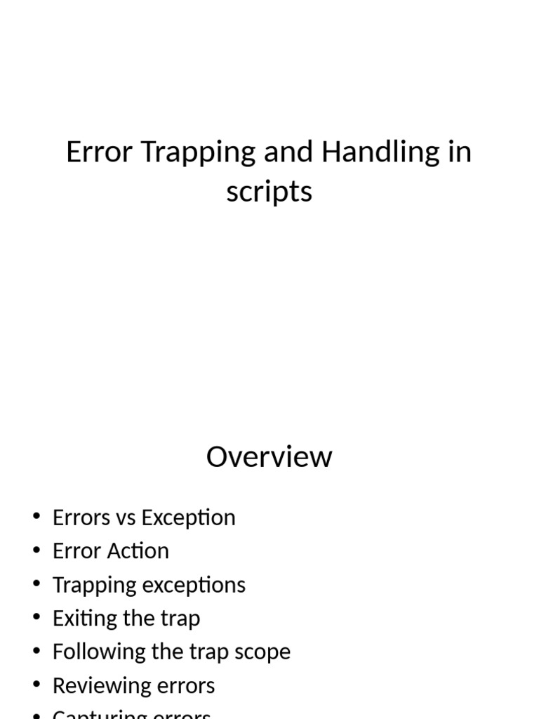 Error Trapping and Handling in scripts | PDF