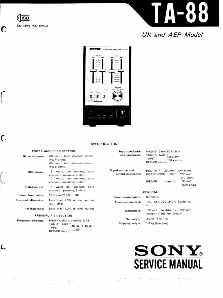 Sony Ta-88 SM 1 | PDF