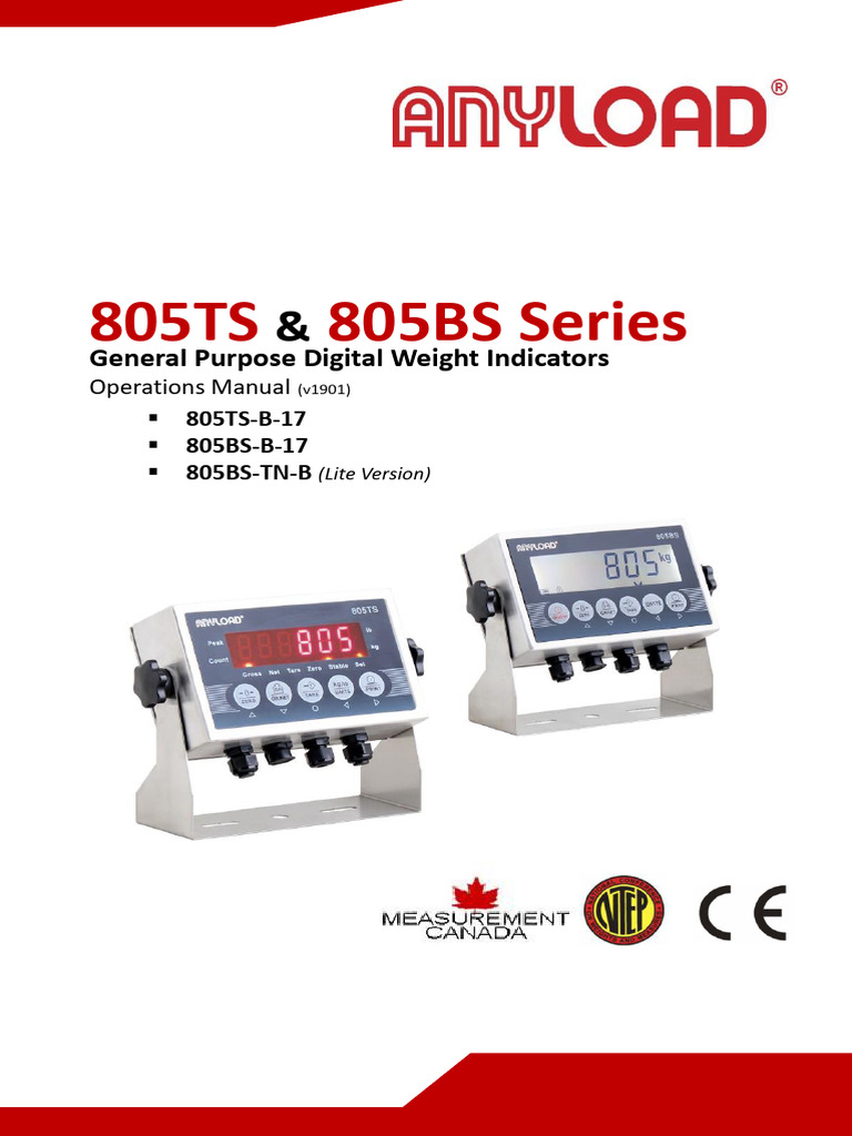 805BS 805TS Weighing Indicator Manual v1901 | PDF | Parameter (Computer ...