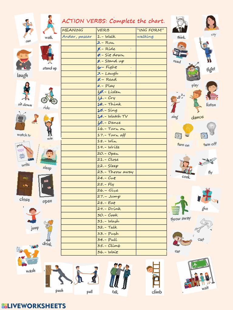 Action Verbs Worksheet Exercises | PDF