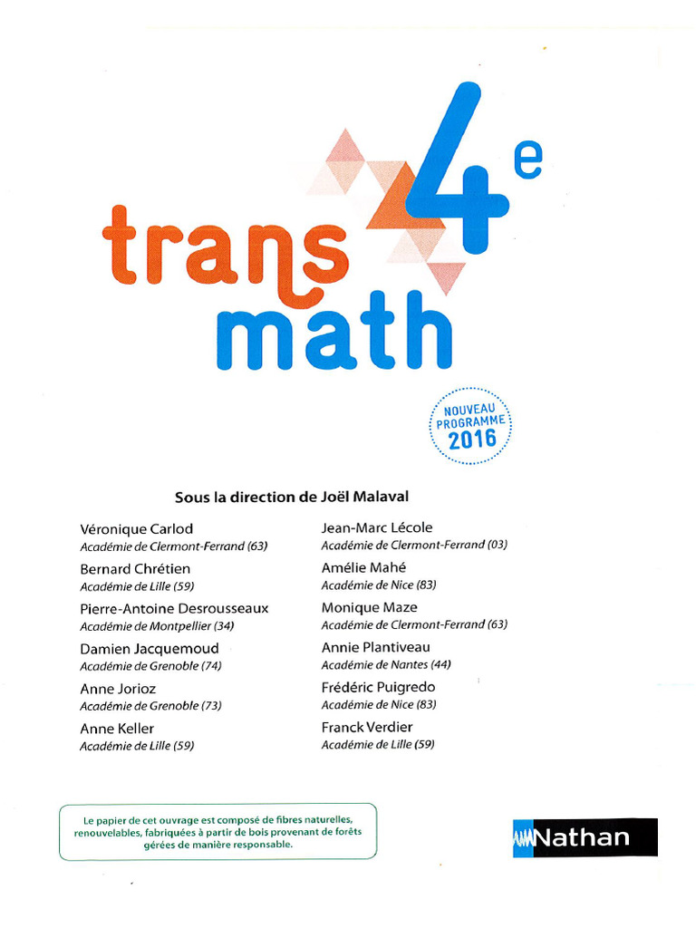 TransMath 4ème 2016 | PDF