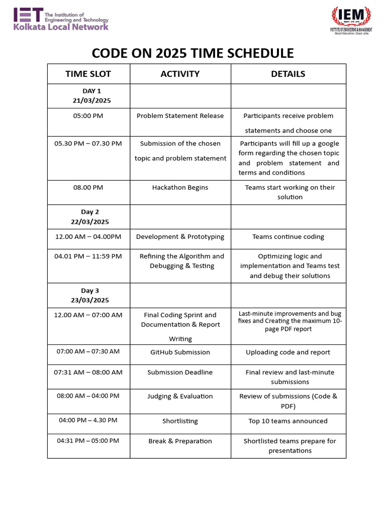 2025 Hackathon Schedule and Activities | PDF | Software Development | Algorithms And Data Structures
