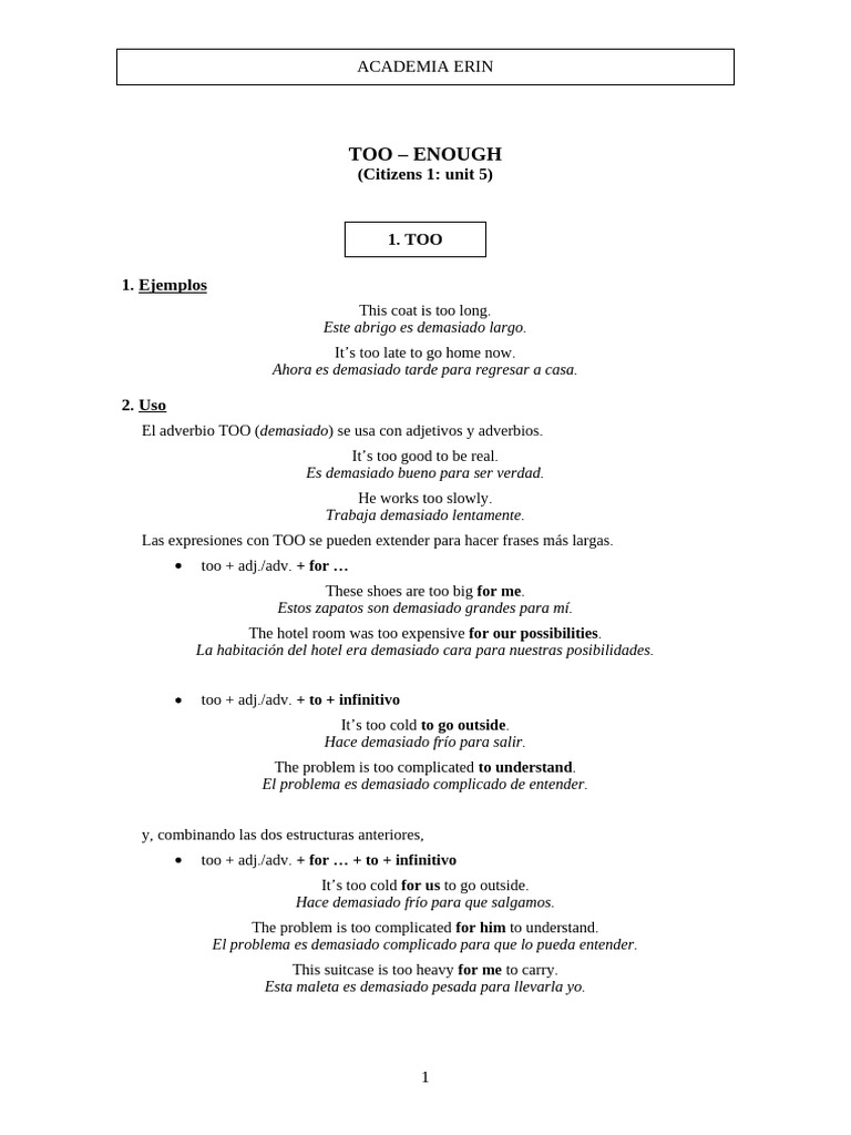 TOO-ENOUGH | PDF | Gramática | Lingüística