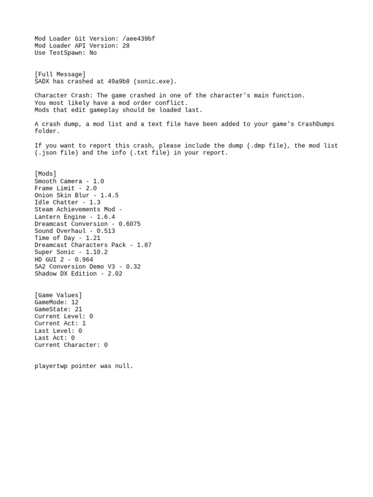 Crashes in Sonic Adx | PDF