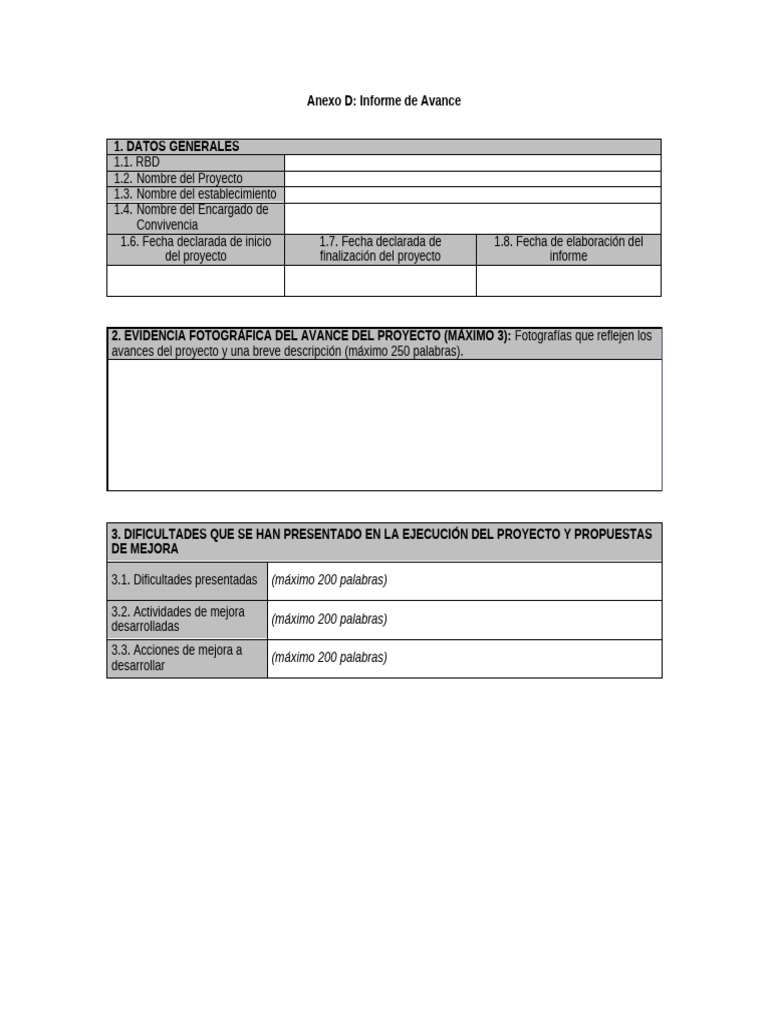 Informe de Avance del Proyecto | PDF