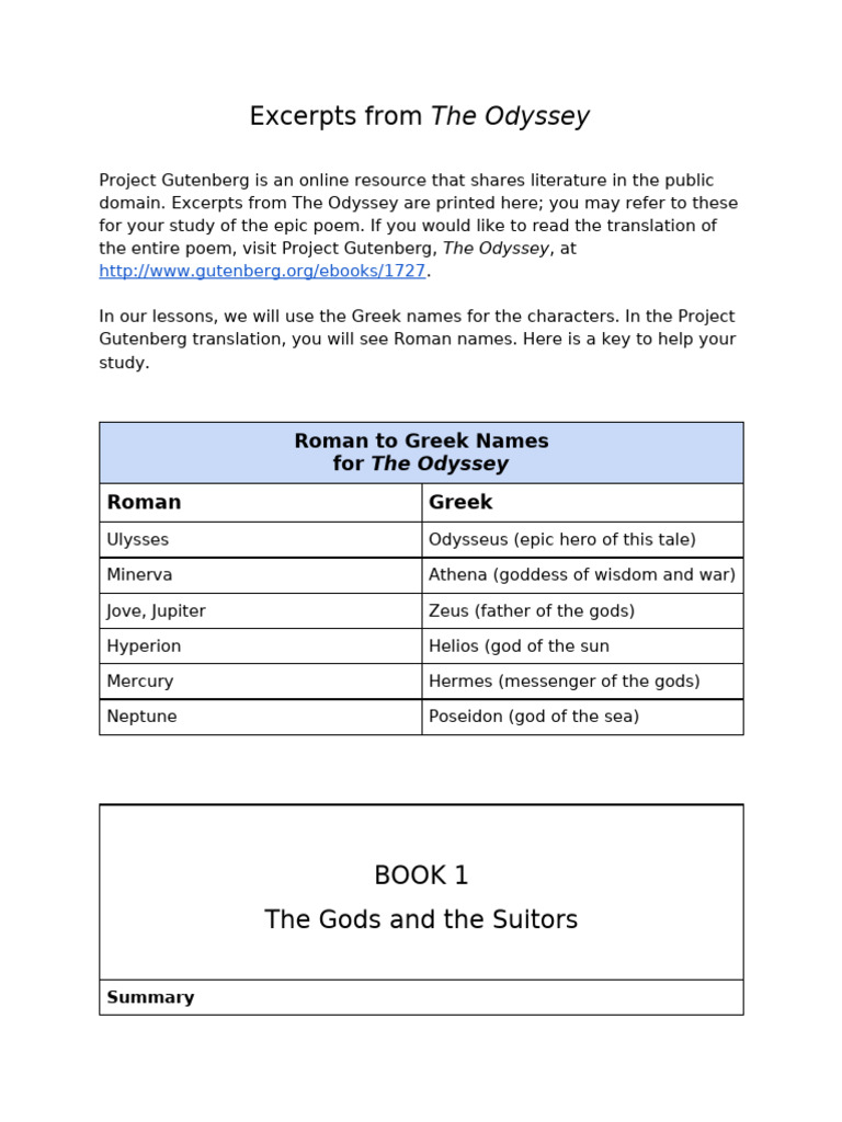 Excerpts From the Odyssey | PDF | Trojan War | Odyssey