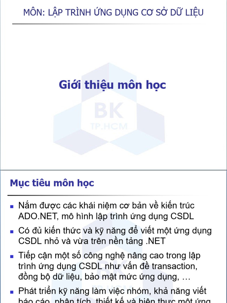 Bai 01_Tong quan LTUD CSDL | PDF