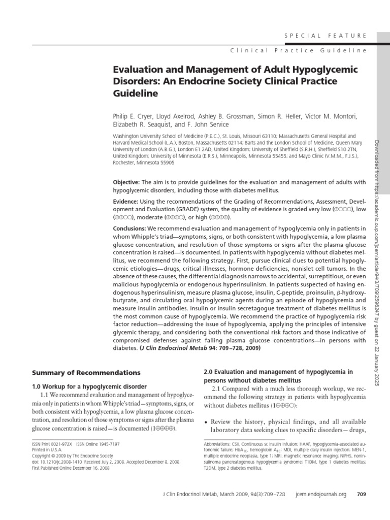 Jcem 0709 | PDF | Hypoglycemia | Diabetes