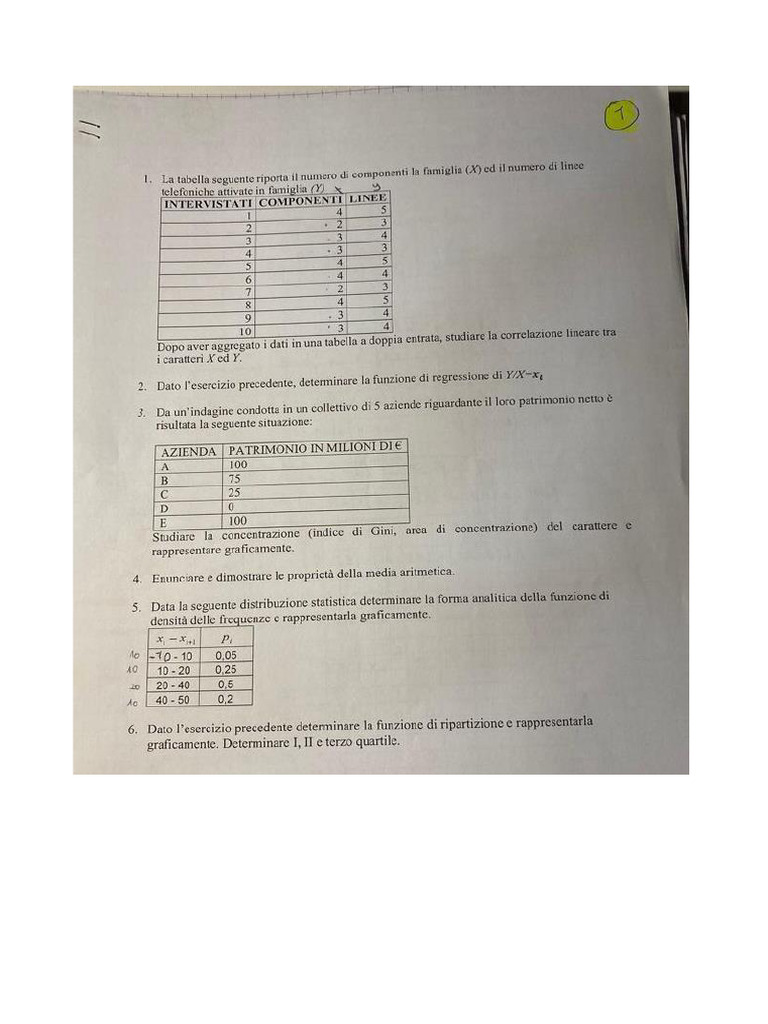 ESERCITAZIONE 1 STATISTICA | PDF