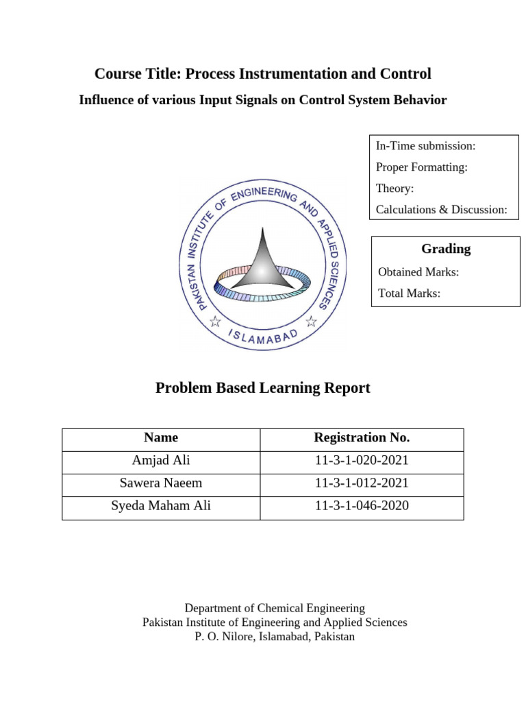 process Instrumentation and Control pbl | PDF | Control Theory | Applied Mathematics
