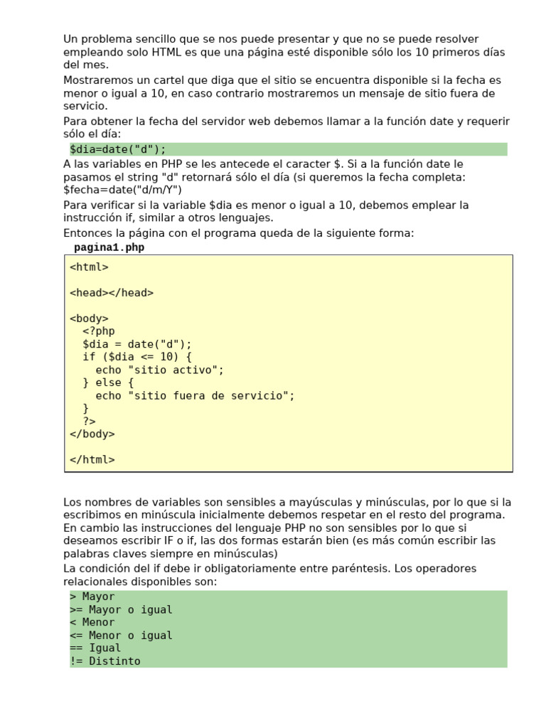 VARIABLES | PDF | Php | Variable (informática)