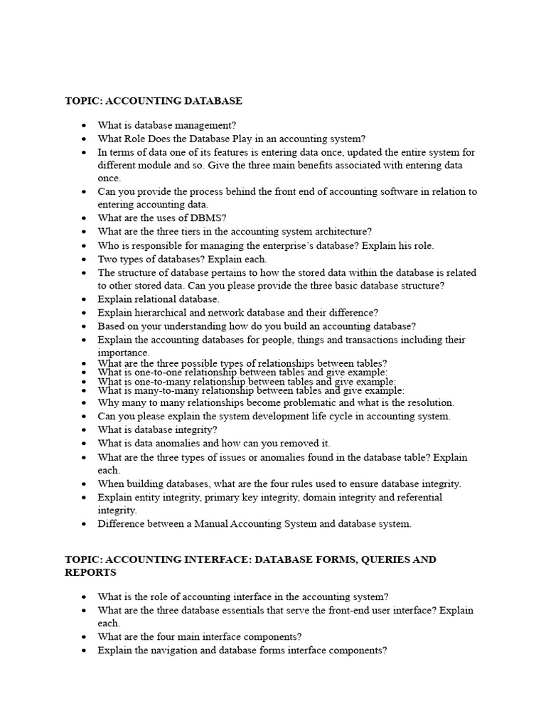 Accounting Database Management Essentials | PDF | Databases | Interface ...