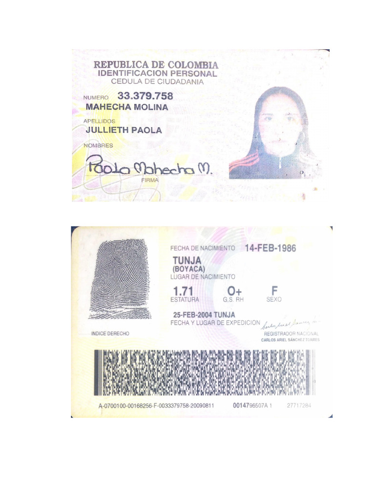 Cedula Paola Mahecha | PDF