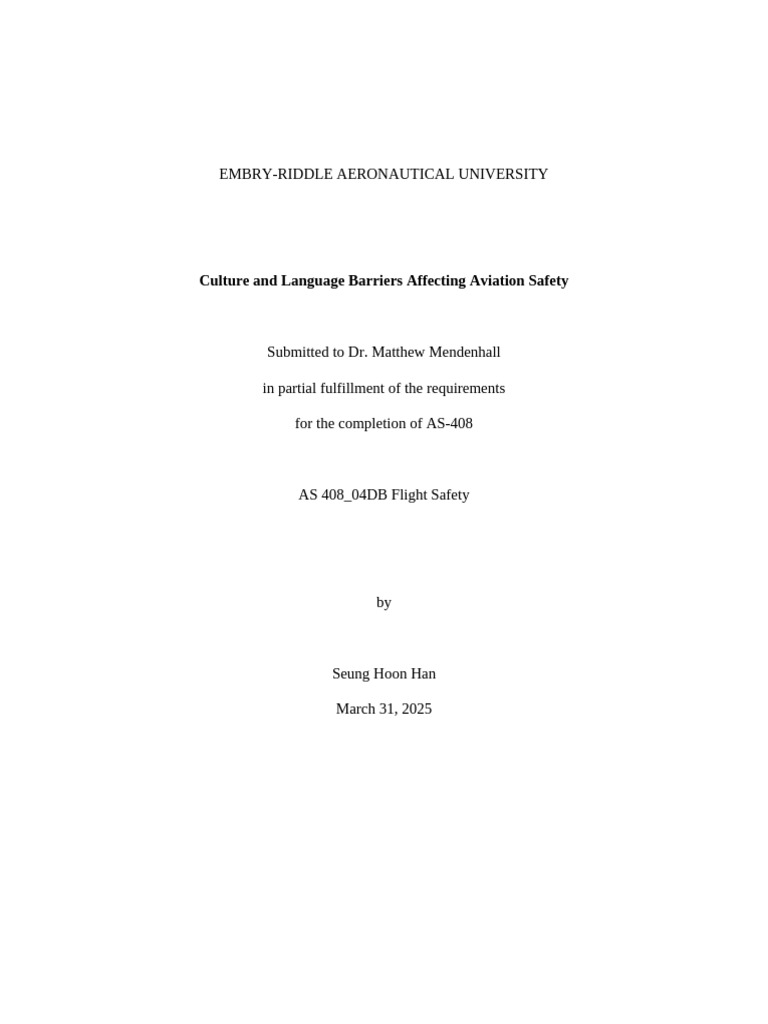 Cultural Barriers in Aviation Safety | PDF | Aviation Safety | Air ...