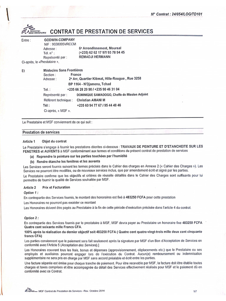 Contrat MSF France | PDF