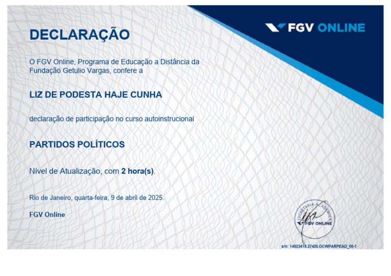 Certificado FGV | PDF