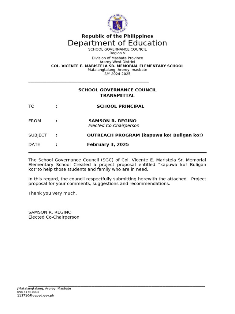 (SGC) Transmittal Letter Template-F5 | PDF