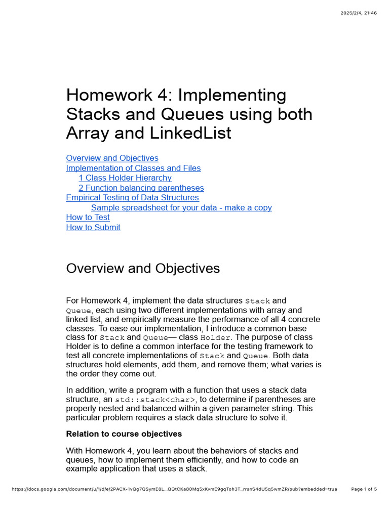 ICS 46 Data Structures - Homework 4 | PDF | Class (Computer Programming) | Queue (Abstract Data ...