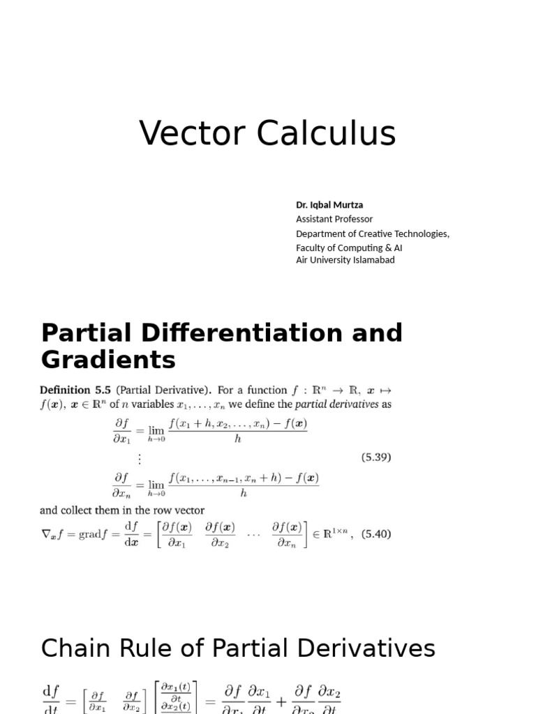 Machine learning Lecture 05 Vector Calculus | PDF