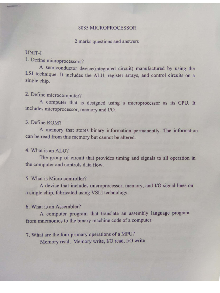 Microprocessor, Qns and Ans | PDF