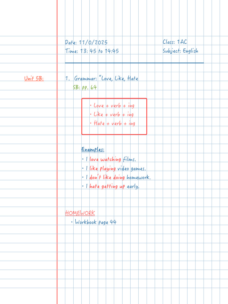 Time: 13: 45 To 14:45 Date: 11/0/2025 Subject: English Class: 1AC | PDF