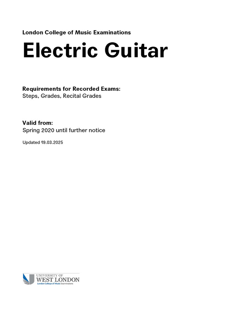 LCM Electric Guitar Recorded Exam Guidelines | PDF | Qualifications