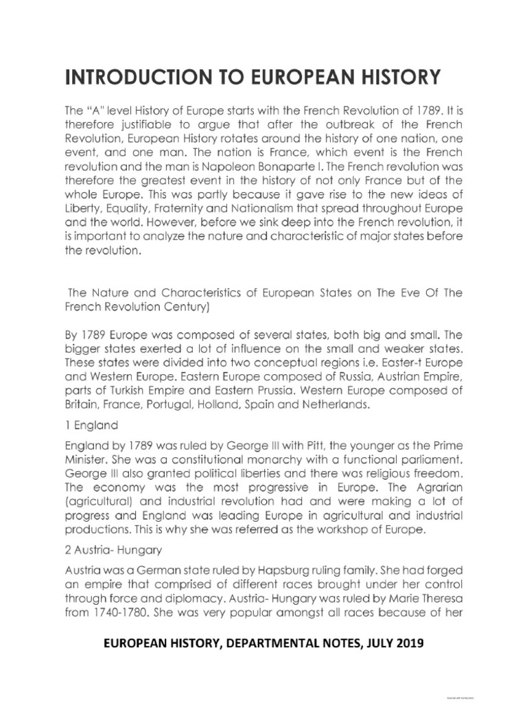 A-LEVEL European - History NOTES | PDF