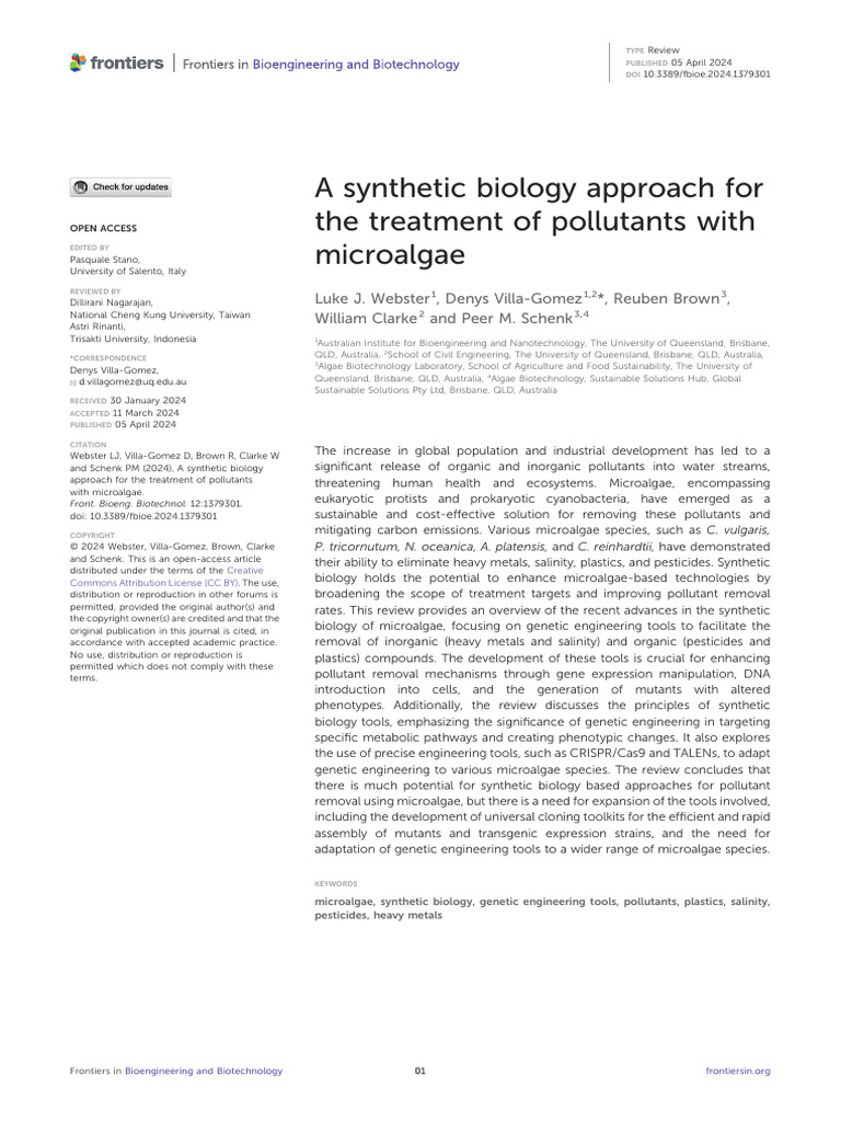 A synthetic biology approach for the treatment of pollutants with ...