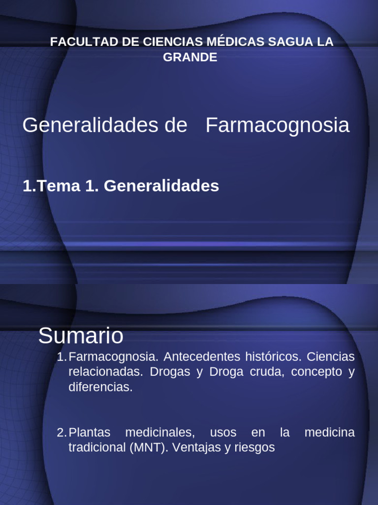 Tema 1.farmacognosia | PDF | Farmacognosia | Farmacología