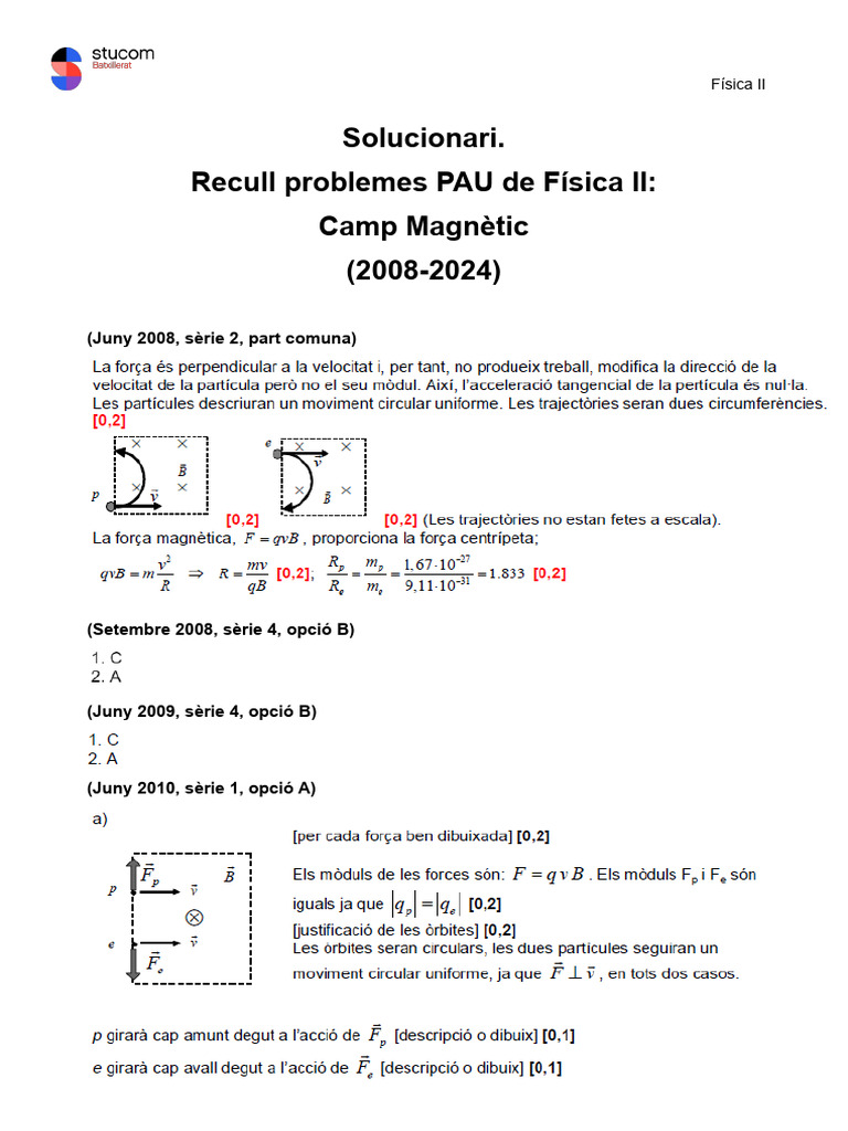 Recull Problemes PAU Camp Magnètic 24 25 Solucions | PDF