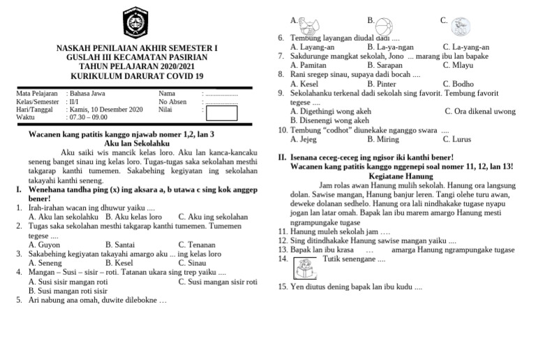 BAHASA JAWA KELAS 2 | PDF