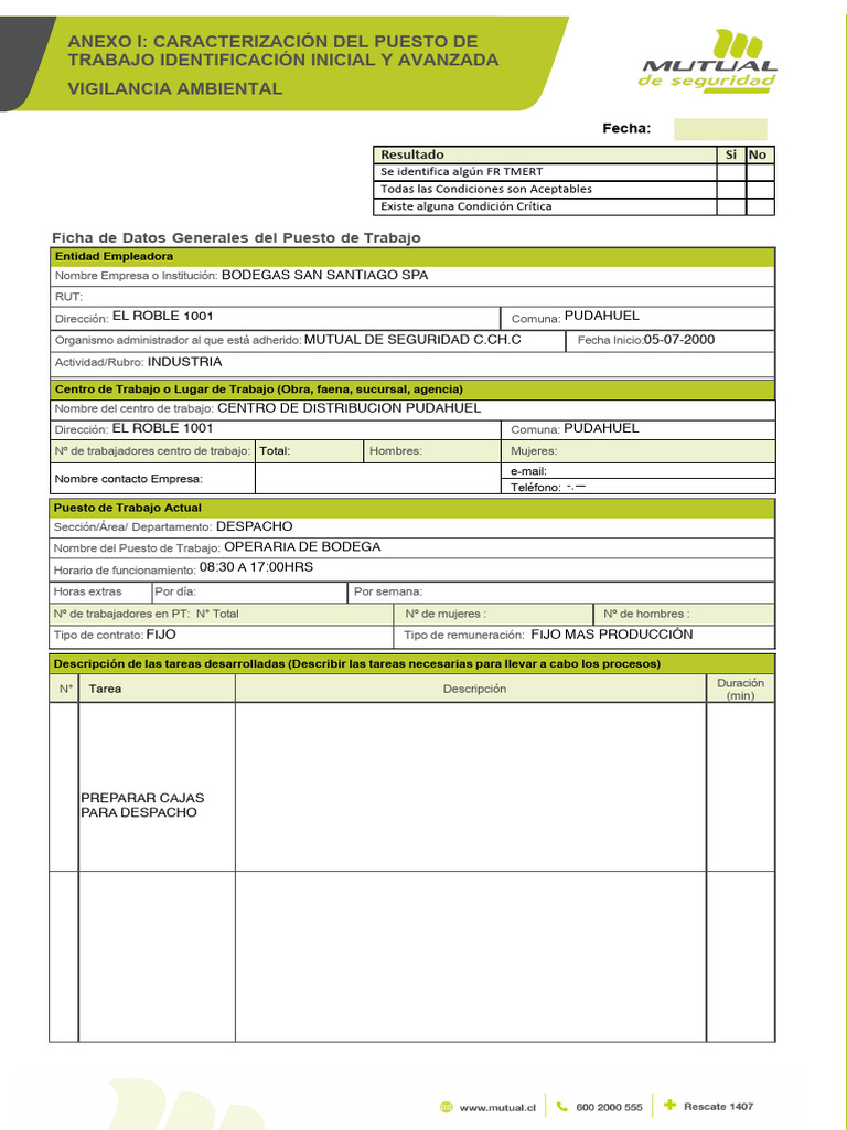 Ejemplo CARACTERIZACIÓN OPERARIA DE BODEGA | PDF | Rodilla
