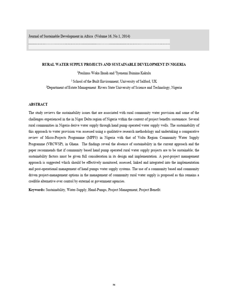 Rural Water Supply Projects | PDF | Sustainability | Sustainable ...