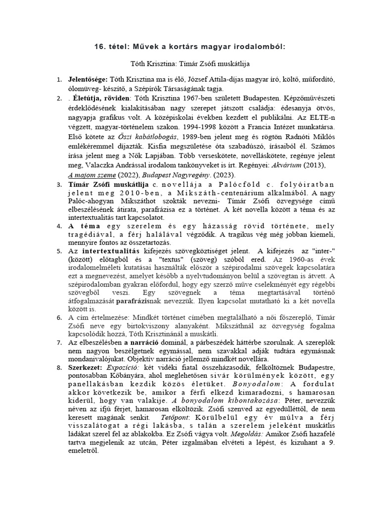 Tóth Krisztina. Elemzés | PDF