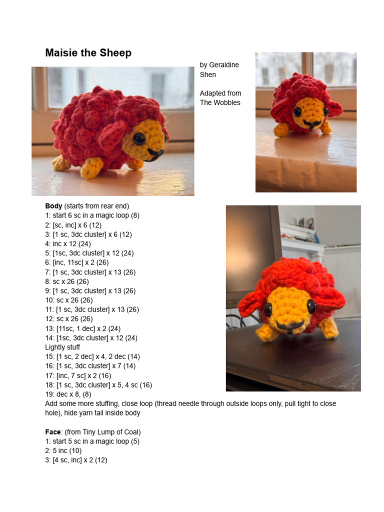 Crochet Maisie the Sheep Pattern | PDF
