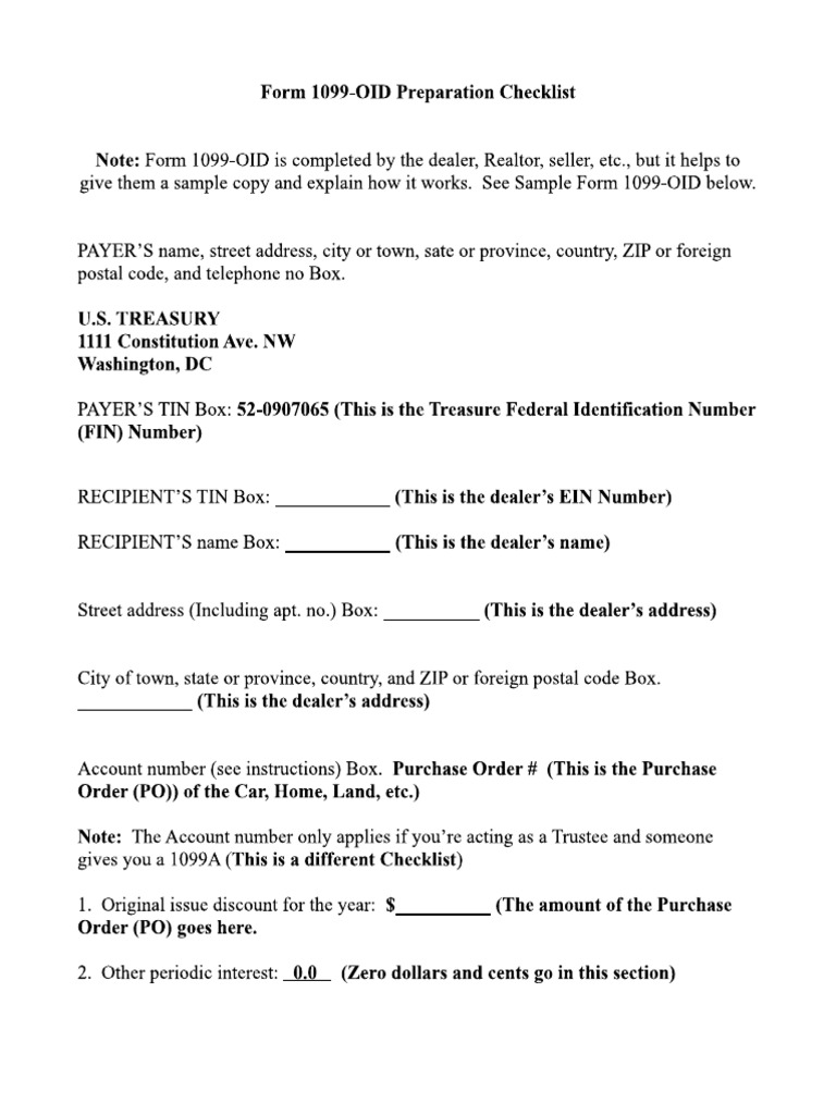 1099-OID Preparation Checklist | PDF