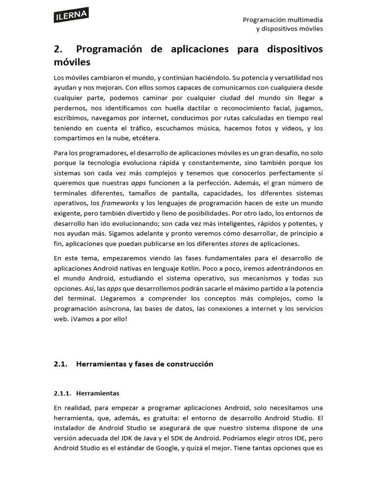 UD2 Programación de Aplicaciones para Dispositivos Móviles | PDF | Aplicación movil | Java ...