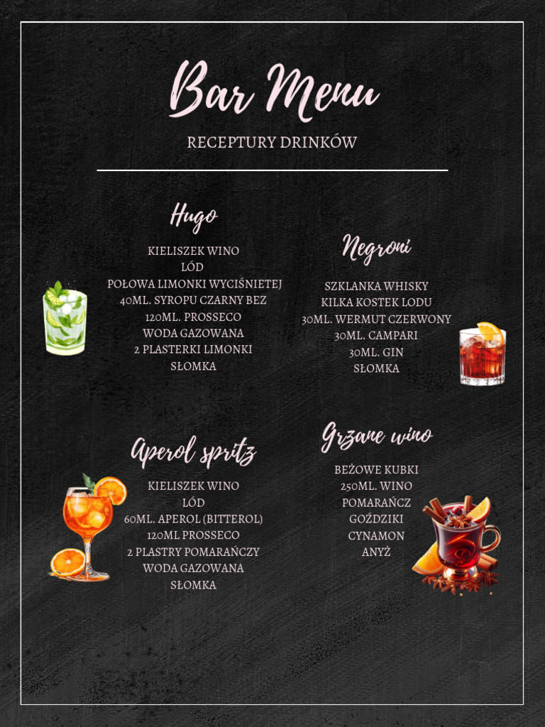 Black Modern Bar Menu | PDF