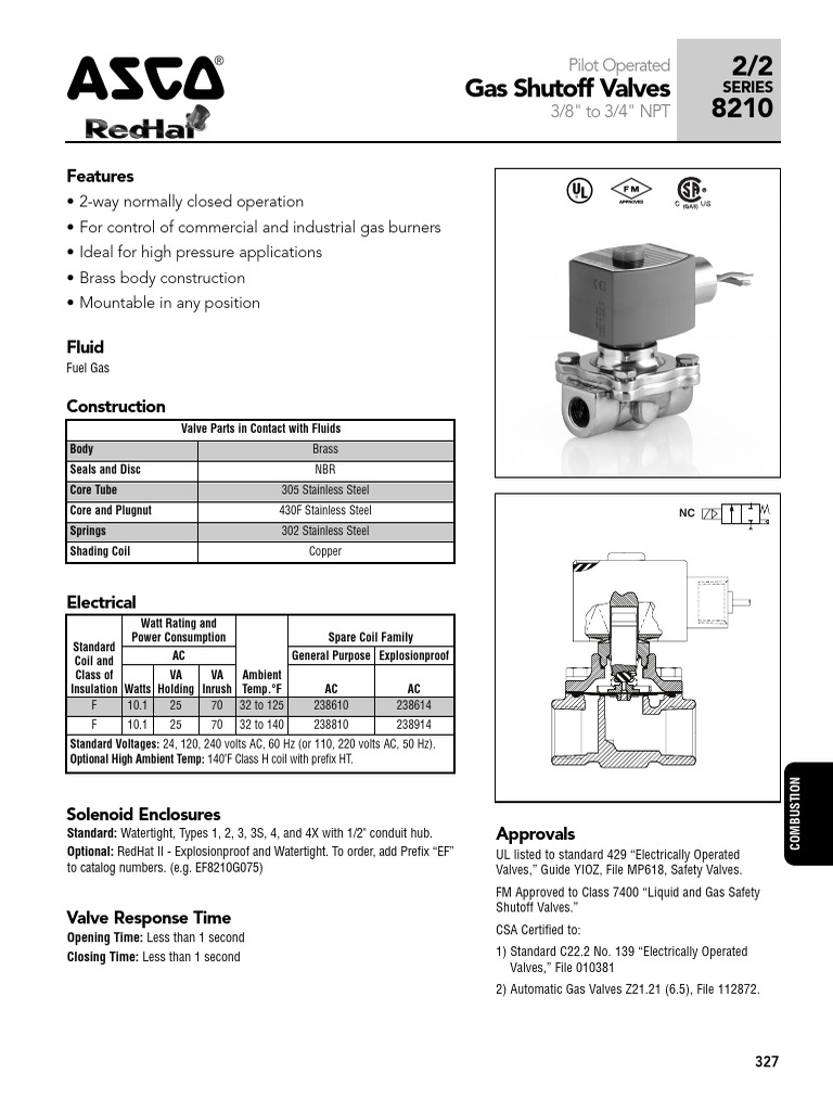 Asco Series 210 Gas Shutoff NC Catalog | PDF | Valve | Alternating Current