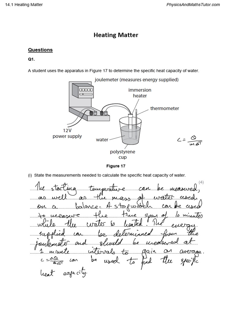 Q1 (15) - Physics Specific Heat Capcity | PDF | Physical Quantities ...