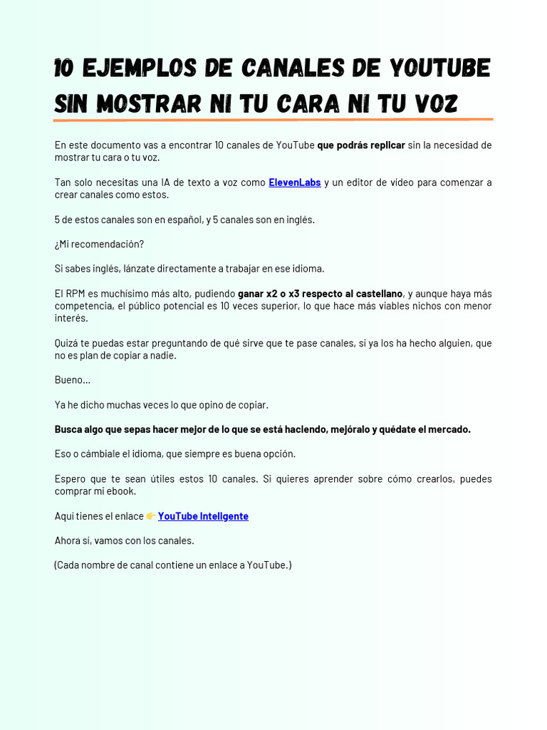 Canales de YouTube sin mostrar tu cara | PDF | Youtube