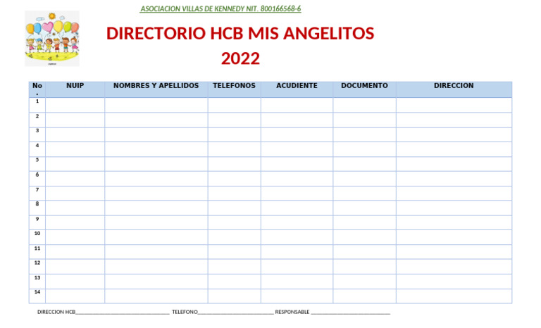 Formato de Directorio HCB 2022 | PDF