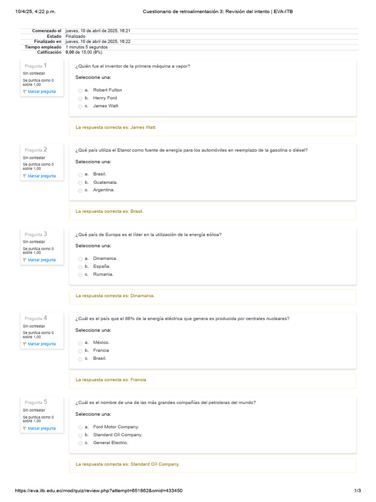 Cuestionario de Retroalimentación 3 - Revisión Del Intento - EVA-ITB ...