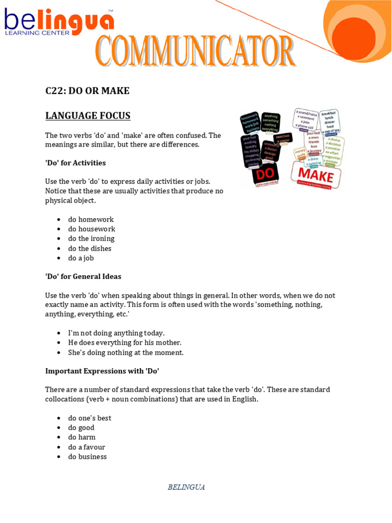 Printable - Do or Make C22 | PDF | Verb | English Language